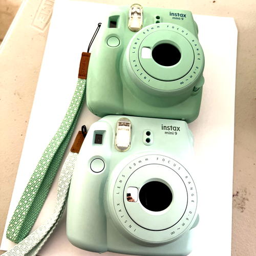2 Green Fujifilm Instax Mini 9 Film Camera Lot - Orange Blinking Lights ...