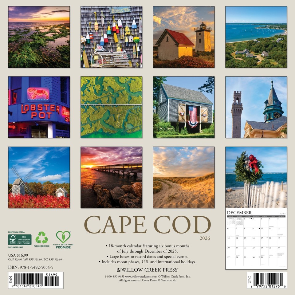 Cape Cod 2026 12" x 12" Wall Calendar (free shipping) | eBay