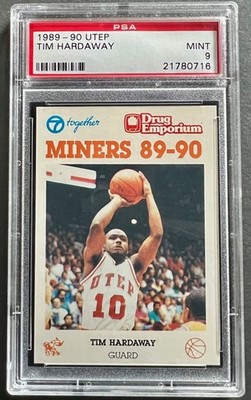 1989-90 UTEP Tim Hardaway PSA 9 Pre-Rookie RC Miners Golden State ...