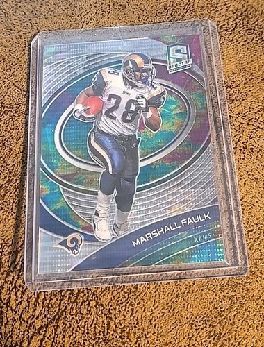 2021 Spectra Marshall Faulk parallel 64/99 RAMS | eBay
