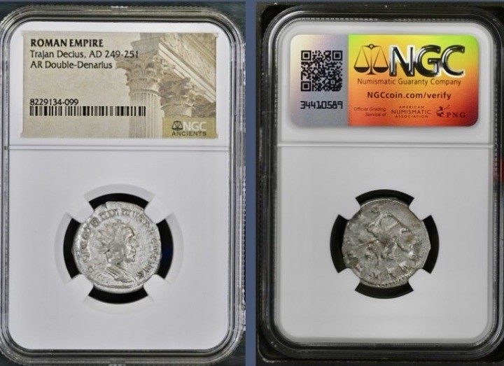 Ancient Roman Coin Emperor Trajan Decius 249-251AD NGC Certified Silver ...