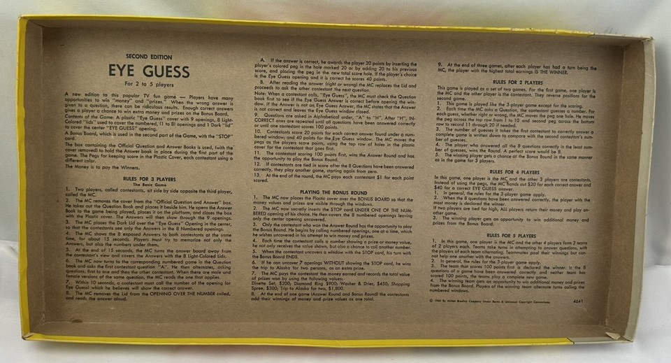 1966 Eye Guess Game by Milton Bradley Complete in Good Condition FREE ...