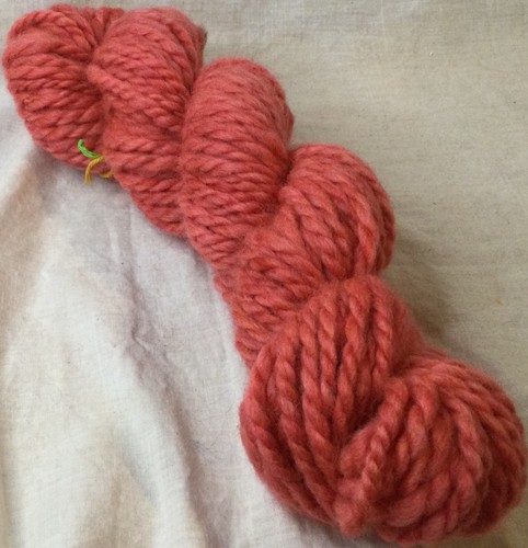 pink coral handspun bulky wool yarn for knit crochet weaving fiber arts ...