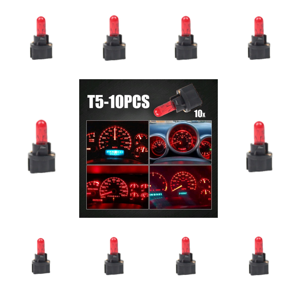 Car RED LED Lights Interior Dashboard Instrument Panel Lights Bulb ...