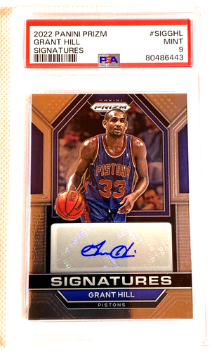 PSA 9 MINT GRANT HILL 2022 BASE PANINI PRIZM AUTOGRAPH AUTO SIGNATURES ...