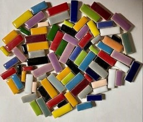 Ceramic Rectangles Mosaic Tile Pieces - Mixed Colors - Mixed Sizes ...