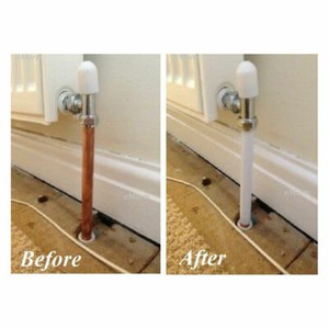 8 x 19.5 cm White Plastic Radiator Sleeves Pipe Cover Ring Laminate ...