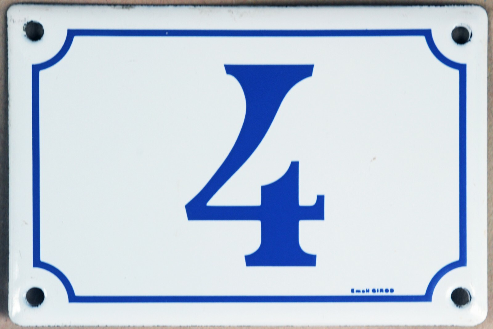 Old blue French house number 4 B BIS door gate plate steel enamel sign ...
