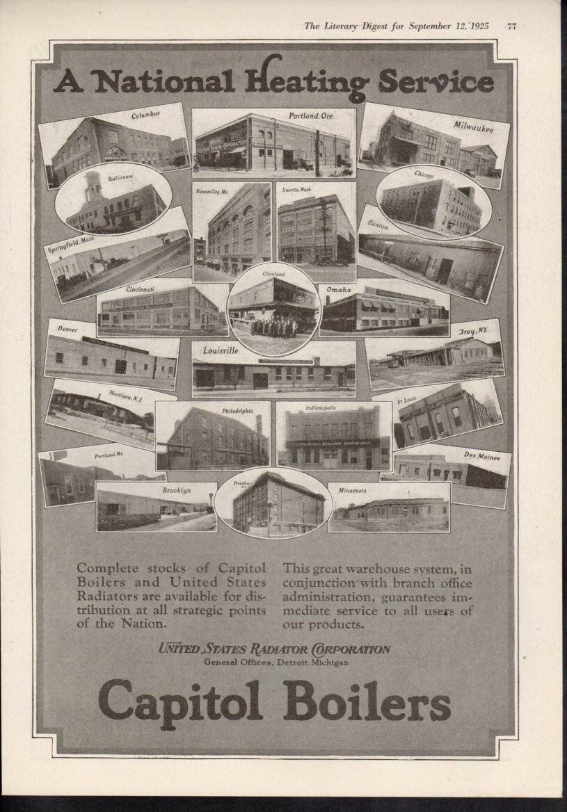 Vintage advertising print United States Radiator Capitol Boilers Heat ...
