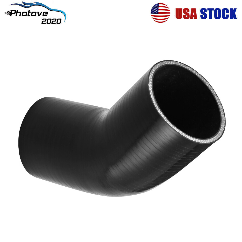 3" inch Black Silicone Coupler 45 degree Intake Pipe Elbow Hose 76mm to ...
