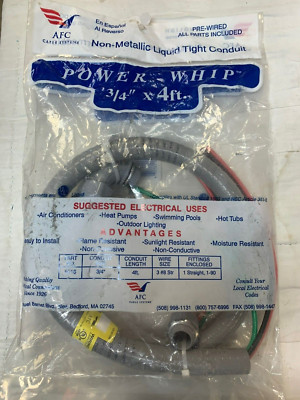 Power Whip Assembly 3/4inch X 4 Ft Nonmetallic Liquid Tight Flexible ...