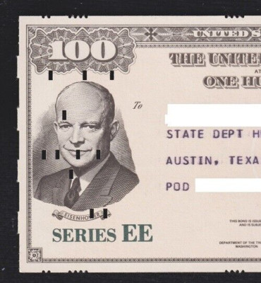 1983 UNITED STATES $100 SAVINGS BOND DWIGHT 'IKE' EISENHOWER Austin ...