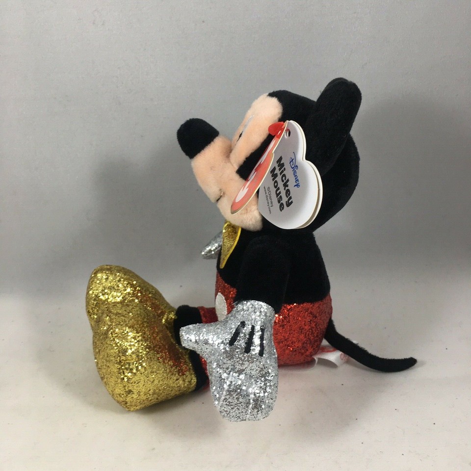 New 2020 TY Beanie Baby Disney 6" MICKEY MOUSE Super Sparkle Red Toy ...