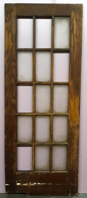 30"x84"x1.75" Antique Vintage Old Wood Exterior French Door Window Wavy ...