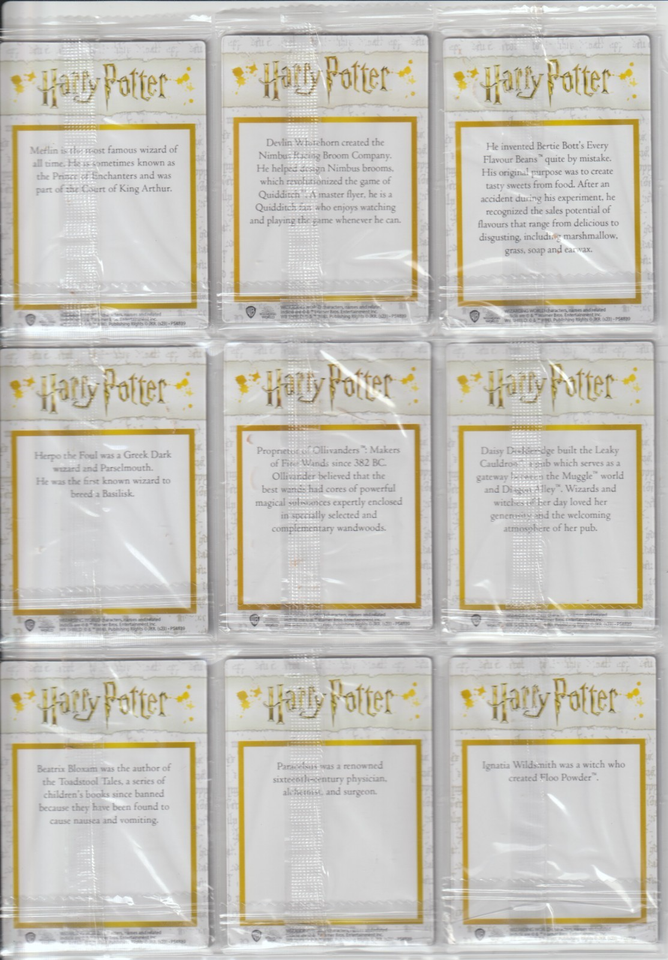 Complete Set 0f 21 Cards, Harry Potter Wizarding World Chocolate Frog Cards | eBay Australia