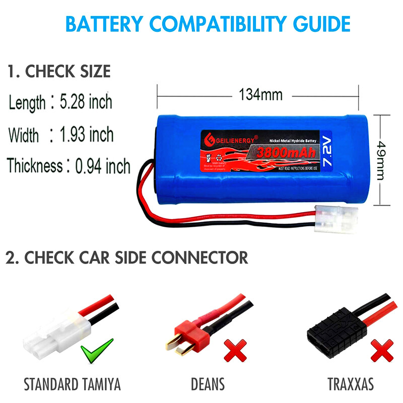 7.2V 3800mAh For Rc Car Traxxas Rechargeable Battery + 1pcs Charger ...
