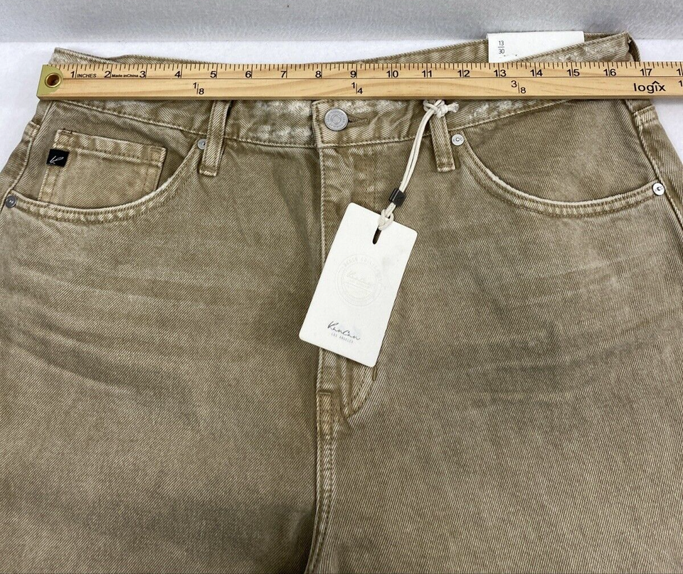 Kancan Jeans Womens Size 13 Tan Denim Distress Raw Hem Flare Ultra High ...
