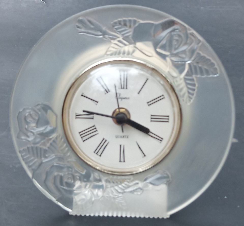 Vintage Elegance Quartz Desk/Vanity Battery Clock with Frosted Rose ...