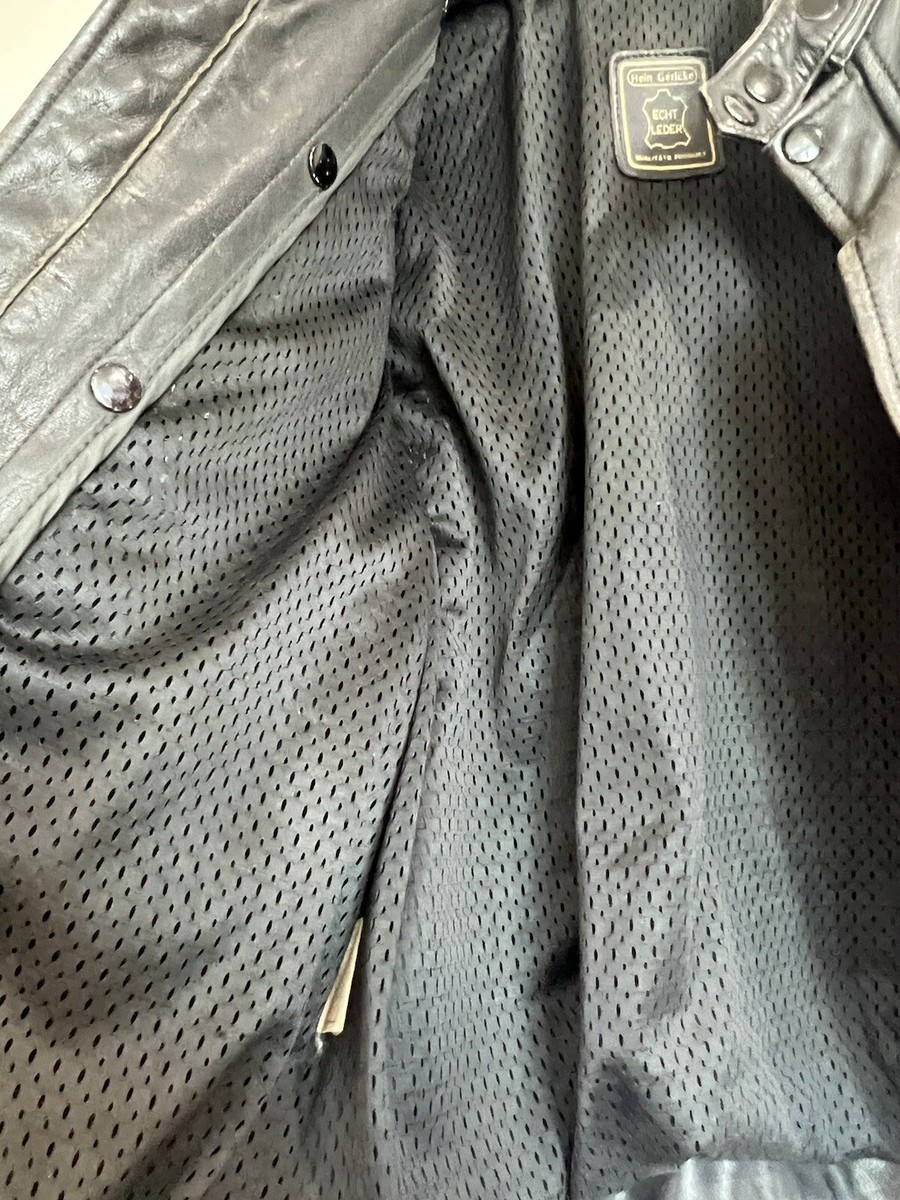 Size 44 HEIN GERICKE Leather Jacket Vintage Black Heavy Size 44 HEIN GERICKE Leather Jacket Vintage Black Heavy