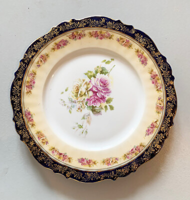 Antique German Plate Handpainted Floral Gold Rim (1830-1910?) 8 7/8 ...