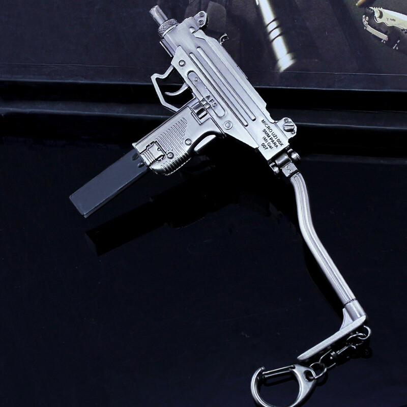 15CM Alloy Miniature UZI Model Submachine Gun Pendant Pistol Keychain ...