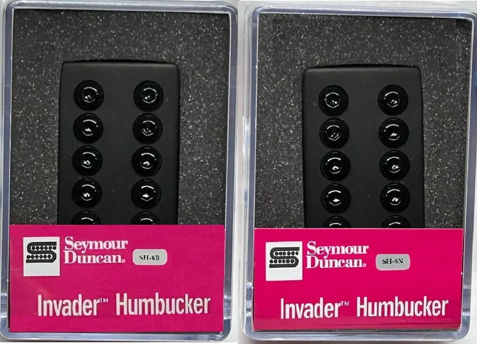 Seymour Duncan Invader 6 String Set SH-8b & SH-8n - Matte Black Metal ...