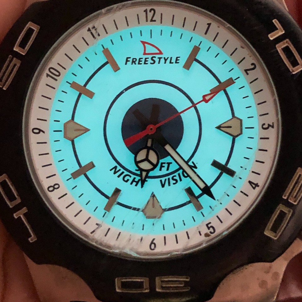 Freestyle Men Diver Night Vision Blue Nylon Quartz Analog 45mm Watch 7 ...