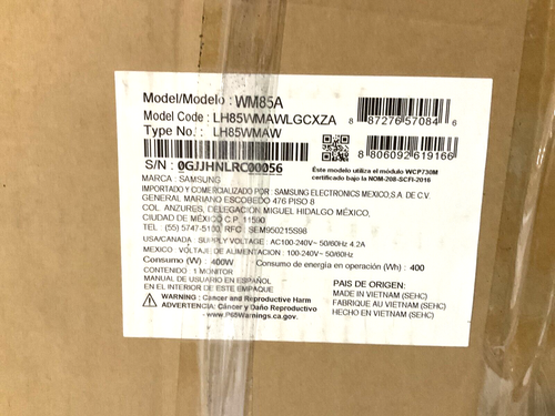 Samsung Digital Flip 85" LED LCD Signage Display 4K WM85A Open Box ...