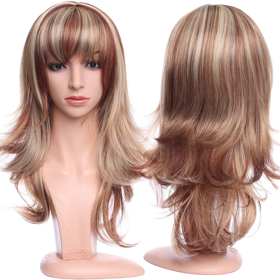 Women Ladies Glueless Synthetic Full Wig Natural Curly Wave Straight ...