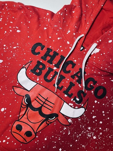 NBA Chicago Bulls Red Short Sleeve Hoodie Sz Large Paint Splatter ...