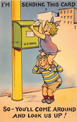 I'M SENDING THIS CARD~KIDS MAILING POSTCARD IN DROP BOX~ COMIC POSTCARD ...