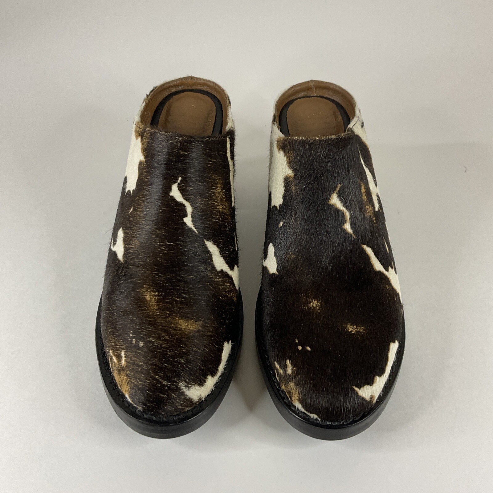 Frye Women's Cowhide Hair Leather Slip On Heel Mule Clog Western Size ...