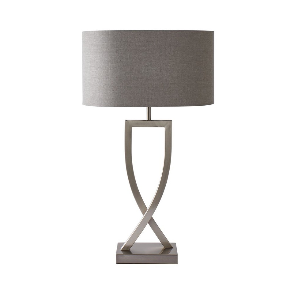 Metal Industrial Tall Table Lamp Base Living Room Light Oval Fabric ...