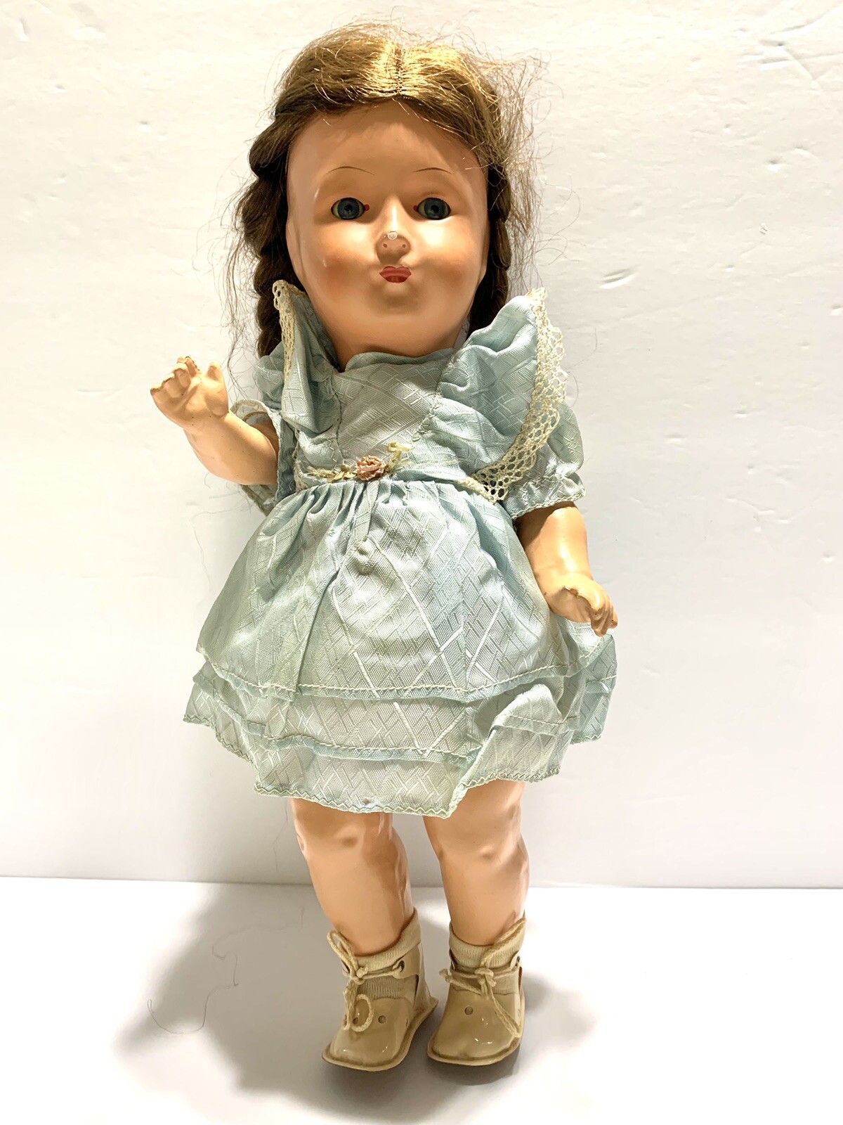 Antique Paper Mache Girl Doll 14" Original Clothes and Shoes with TAG ...
