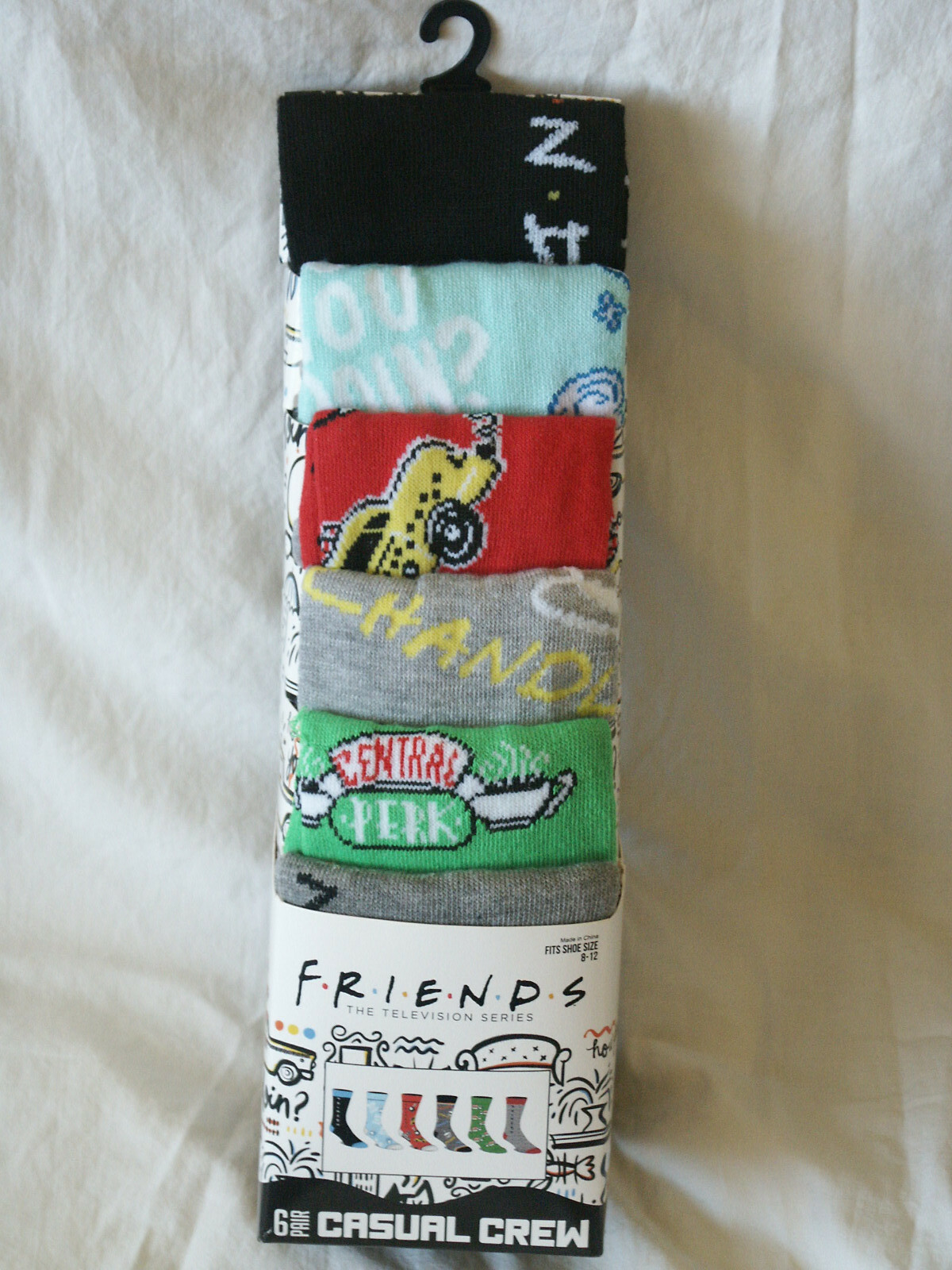 Friends The TV Show Crew Socks Men's Shoe Size 8-12 Central Perk 6 Pair ...