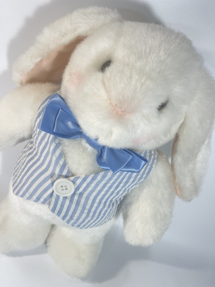 Hallmark Uncle E The Easter Bunny White Blue Striped Vest Stuffed Plush ...