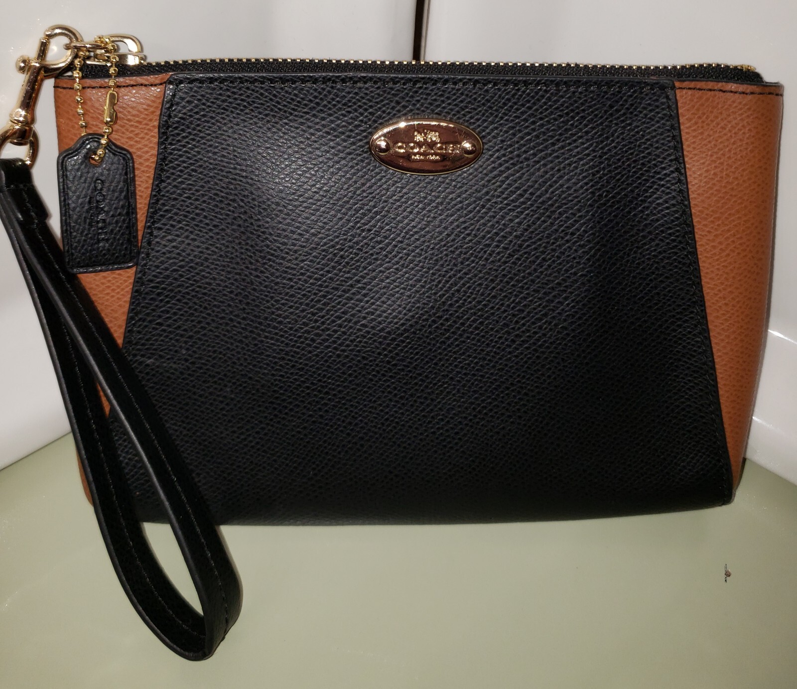 Coach Morgan F64848 Clutch Leather Wristlet Black/Bro… - Gem