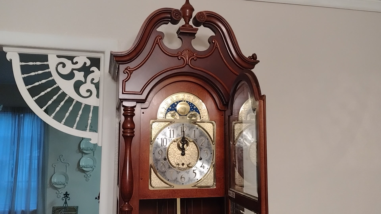 RIDGEWAY GRANDFATHER CLOCK Mechanical Weight Driven Moon Dial ...