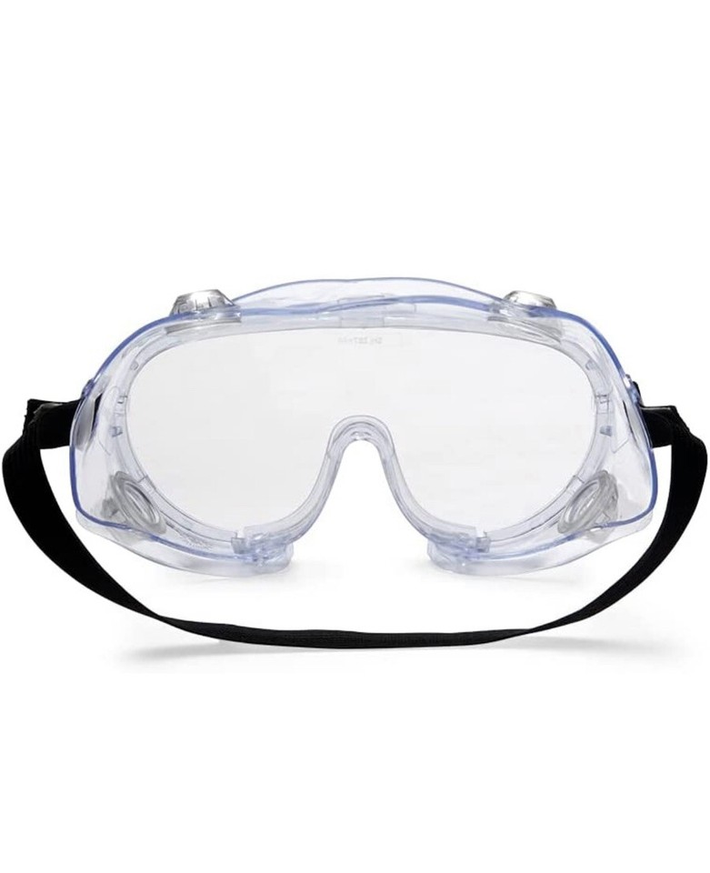 Safety Goggles, Clear, Anti-Fog, Indirect Vents, Black Elastic Strap ...