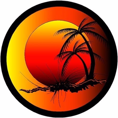 Round Tropical Sunset decal Camper RV motor home mural graphic | eBay