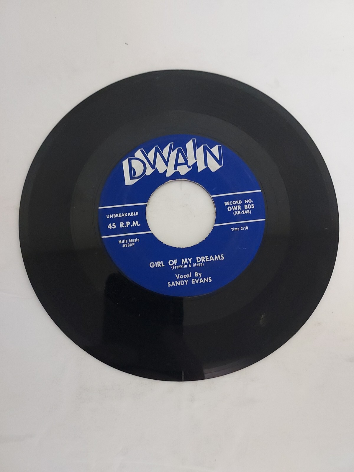 45 RPM Vinyl Record Sandy Evans Girl of My Dreams VG | eBay