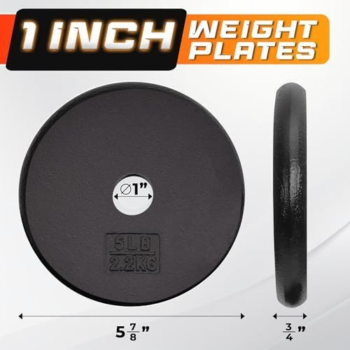 Yes4All 1-inch Cast Iron Weight Plates for Dumbbells – Standard Weight ...