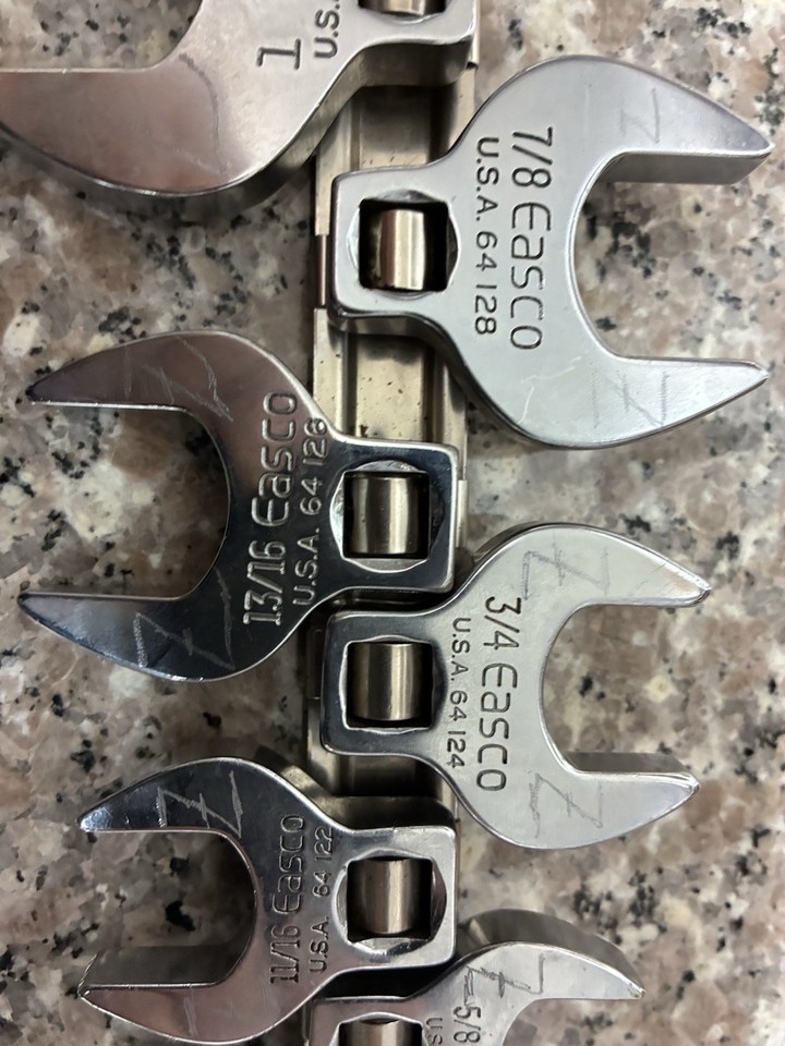 EASCO TOOLS 1O PC. 3/8" DRIVE Crowfoot Wrenches Chrome 3/8" TO 1" NAME ...