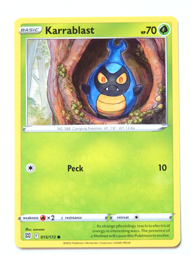 Karrablast 015/172 (NM, Pokemon Card, Brilliant Stars, 2022, Grass ...