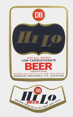 Dominion Breweries HI-LO BEER label NEW ZEALAND 340ml With Neck Low ...