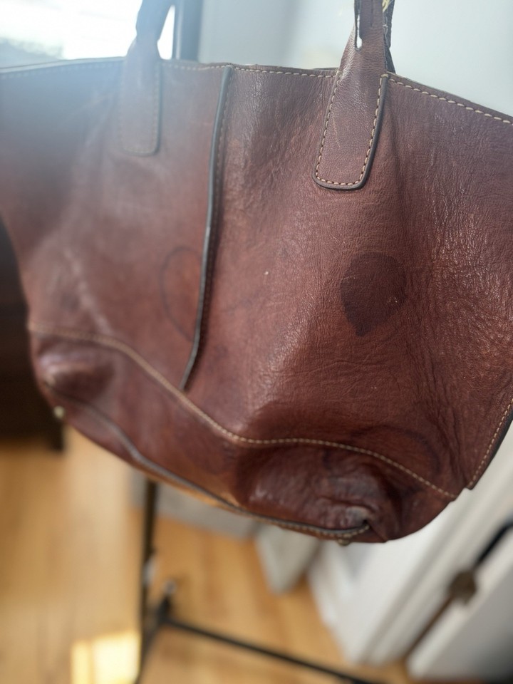 Frye Cognac Brown Leather Tote Handbag Large Carryall Purse Bag | eBay