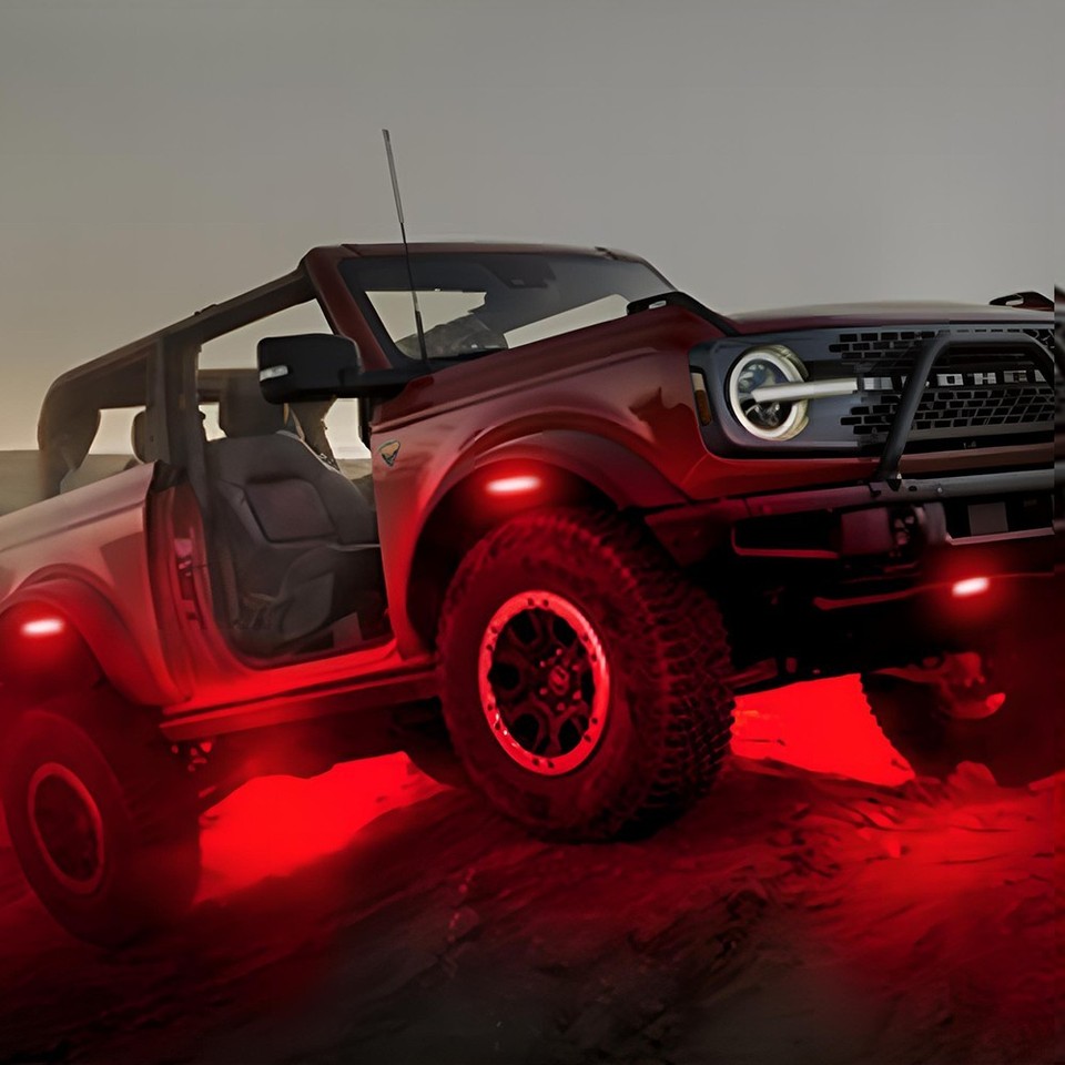 4X Red LED Rock Light Pods Underbody Glow Lamp Offroad SUV Pickup Truck ...