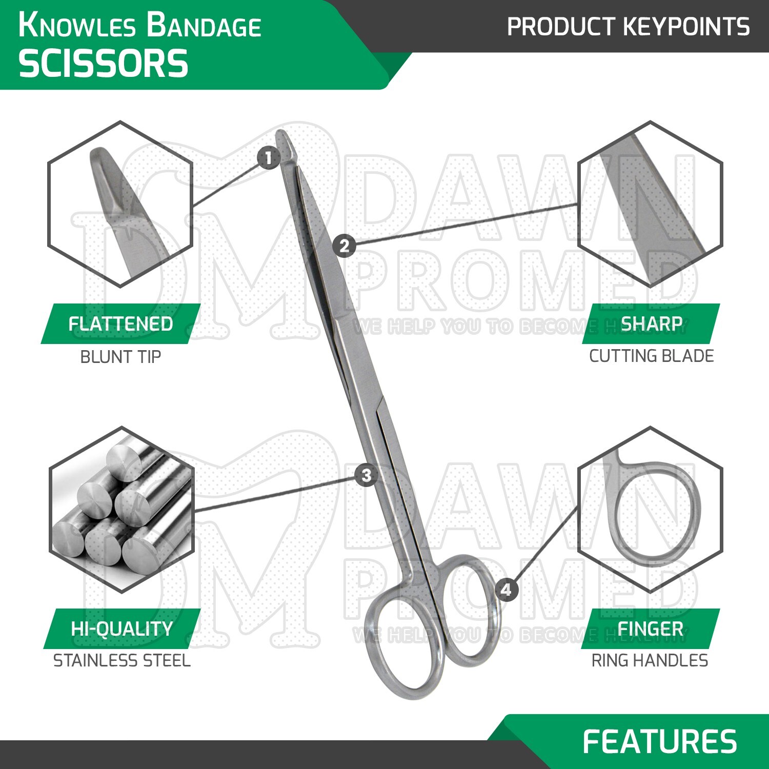 3 Pcs Knowles Bandage Scissors 5.5" Straight Medical Doctor & Paramedic ...