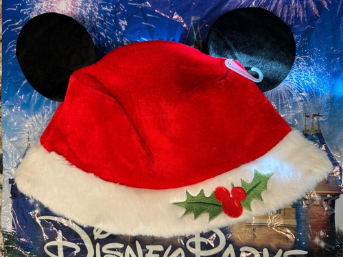 Disney Parks Mickey Ears Santa Bucket Christmas Holly Holiday Hat NWT ...