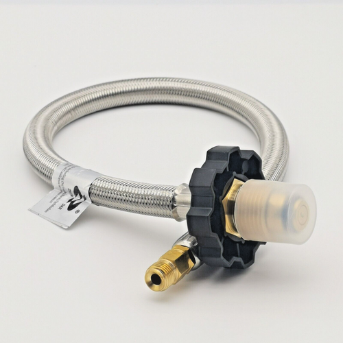 Caravan LPG Braided Gas Hose Pigtail Hand Wheel POL 1/4 Inverted FLARE ...